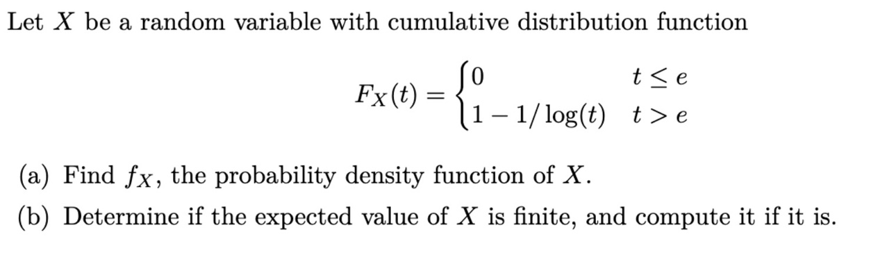 Solved Let X be a random variable with cumulative | Chegg.com
