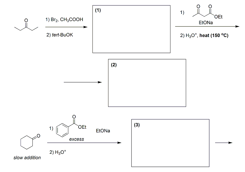 Solved 1) Br2, CH3COOH . OEt EtoNa 2) tert-BuOK 2) H30*, | Chegg.com