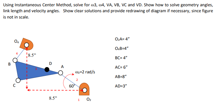 Solved Using Instantaneous Center Method, solve for 03, 04, | Chegg.com