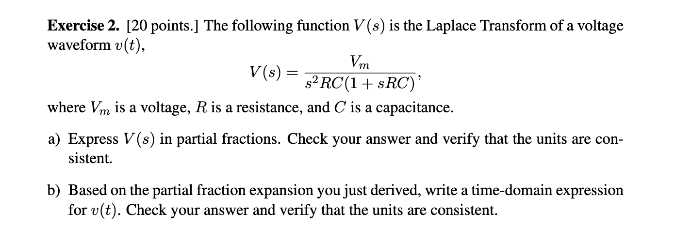 Solved Exercise 2. [20 points.] The following function V(s) | Chegg.com