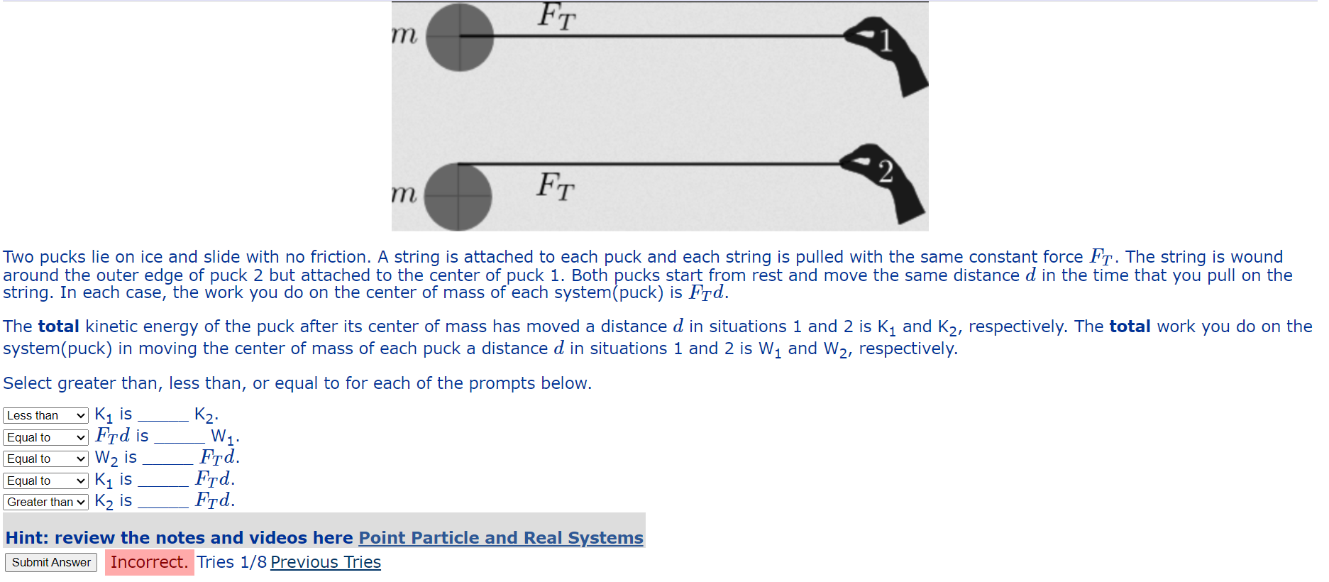 Solved Two pucks lie on ice and slide with no friction. A | Chegg.com