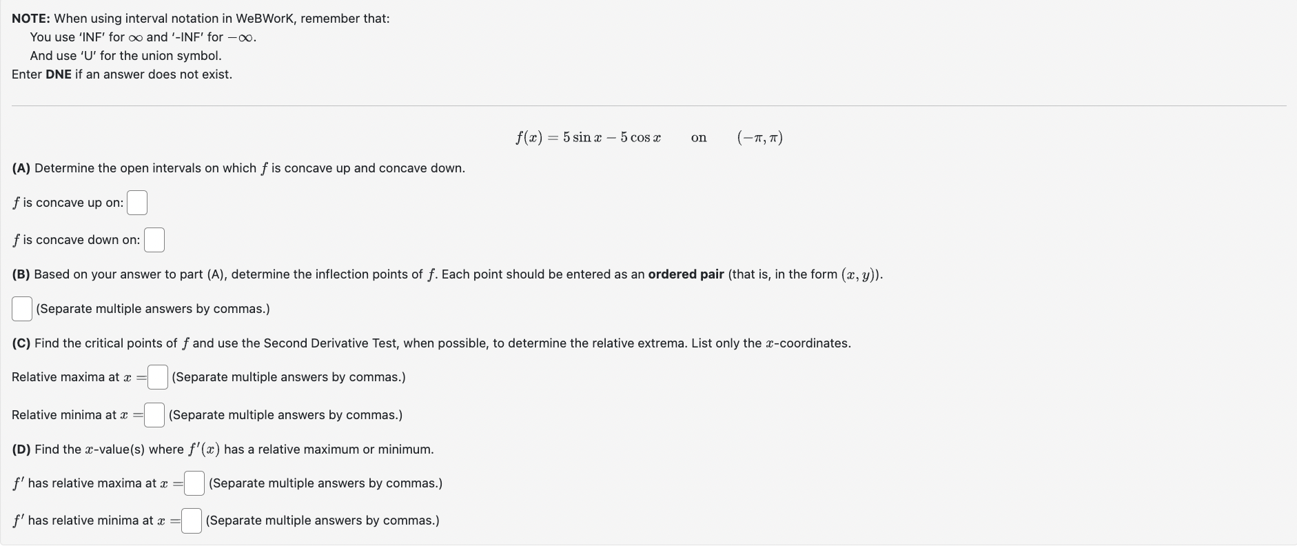 Solved NOTE: When using interval notation in WeBWorK, | Chegg.com