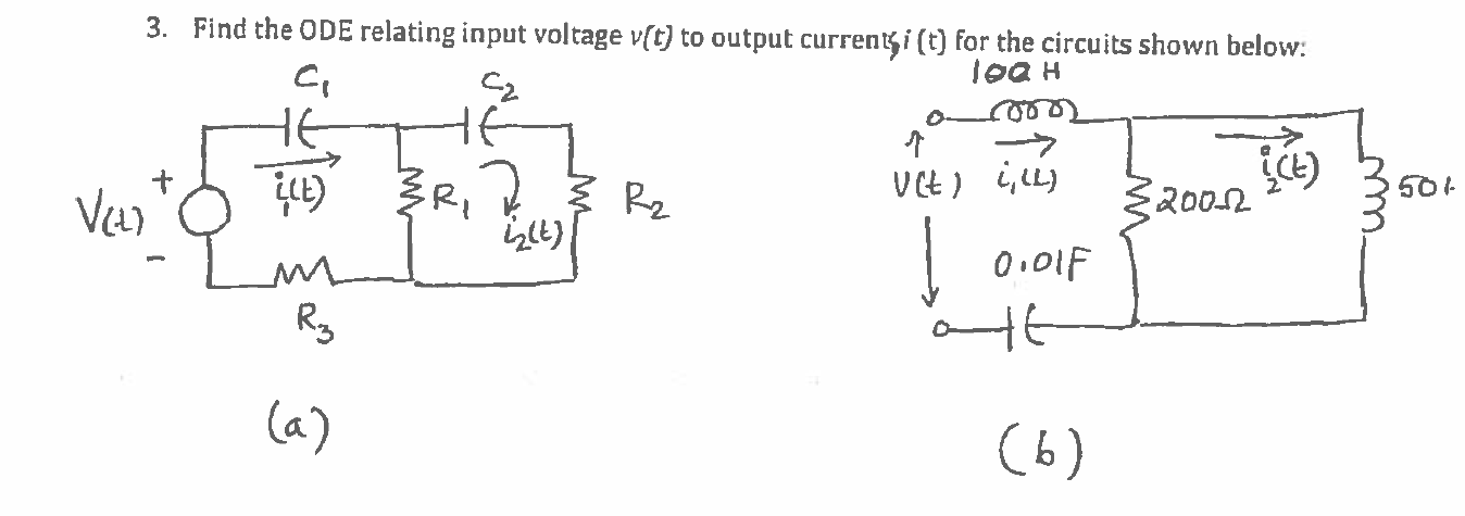 Solved 3. Find the ODE relating input voltage v(t) to output | Chegg.com