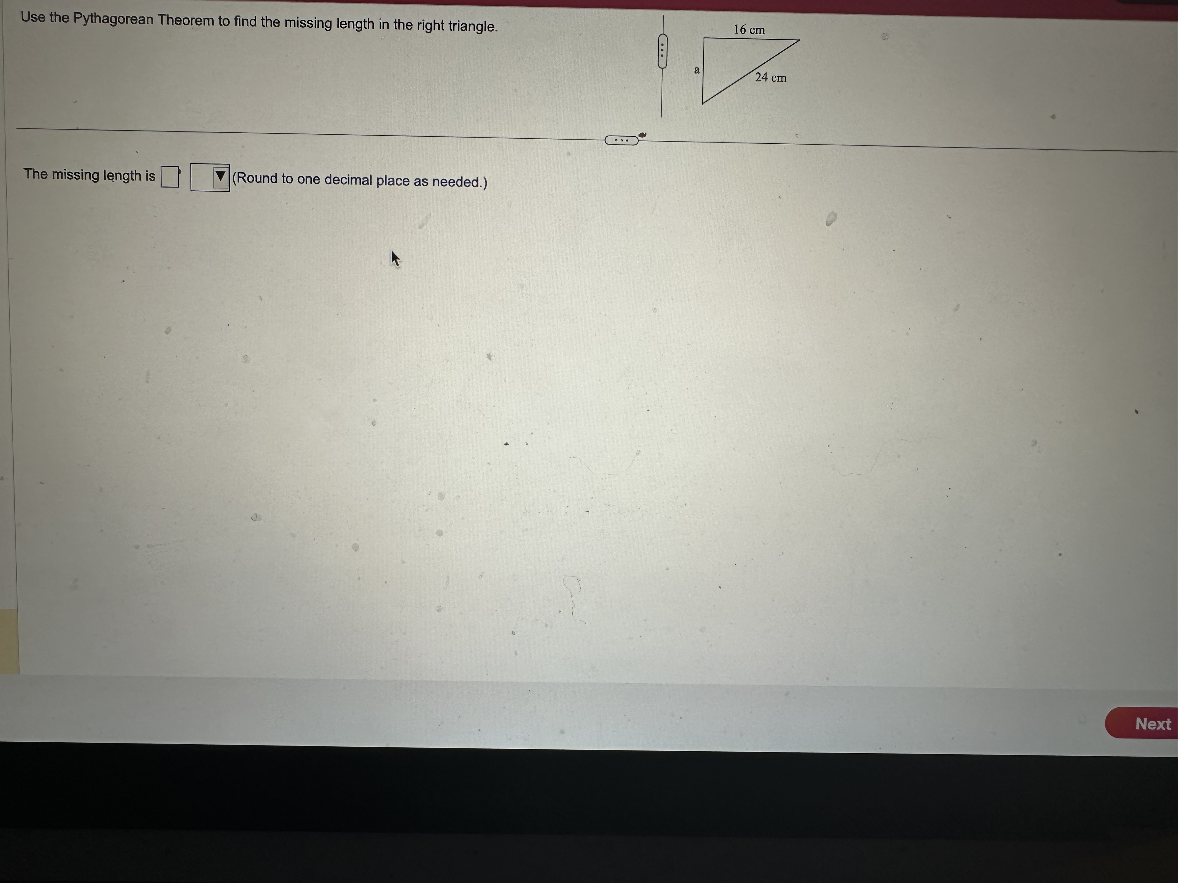 Solved Use the Pythagorean Theorem to find the missing | Chegg.com