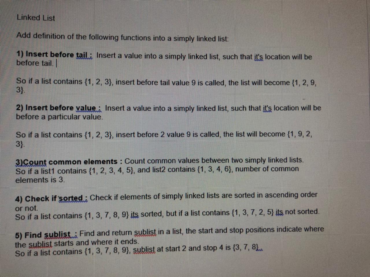 Solved Linked List Add definition of the following functions | Chegg.com