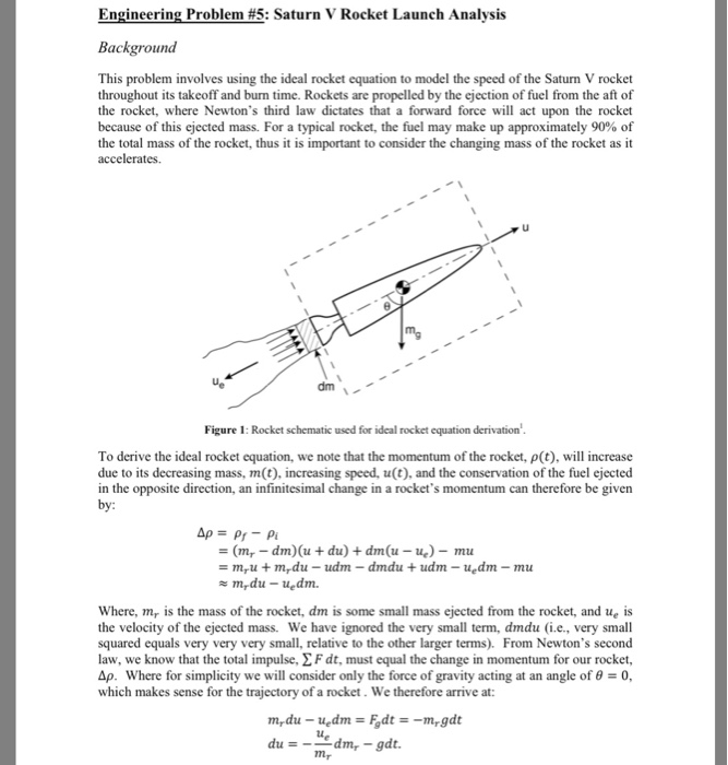 Engineering Problem #5: Saturn V Rocket Launch | Chegg.com