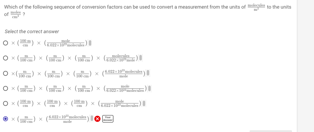 Solved Which of the following sequence of conversion factors | Chegg.com