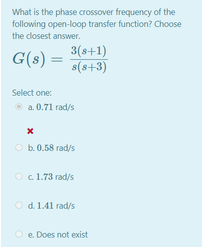 Solved What is the phase crossover frequency of the | Chegg.com