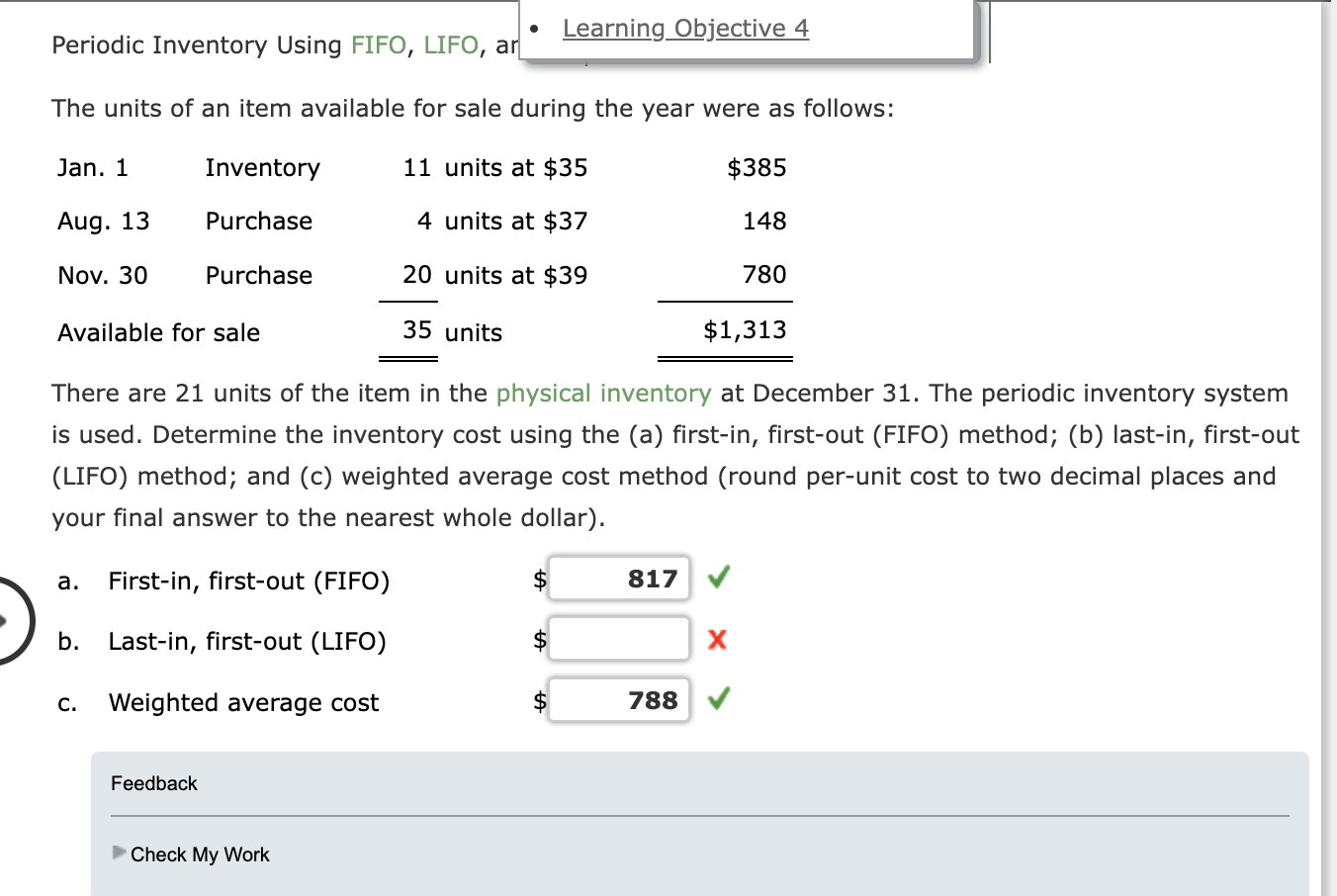 Periodic Inventory Using FIFO, LIFO, arLearning | Chegg.com