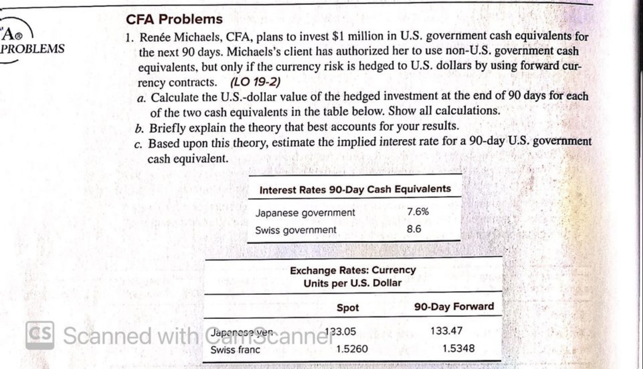 Solved CFA Problems 1. Renée Michaels, CFA, plans to invest | Chegg.com
