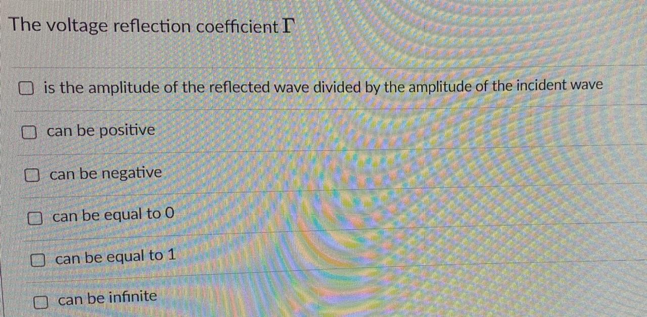 Solved The voltage reflection coefficient I O is the | Chegg.com