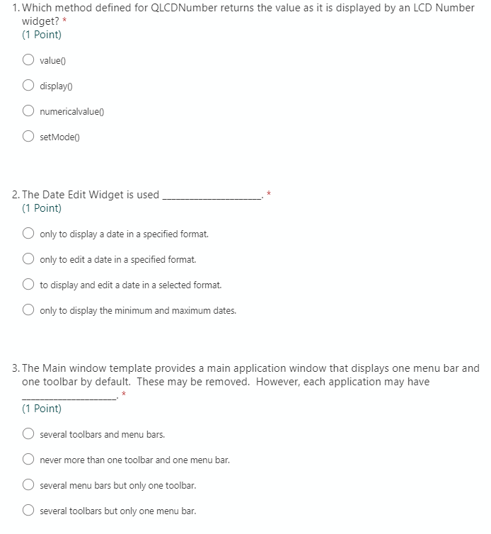 Solved 1. Which method defined for QLCDNumber returns the | Chegg.com