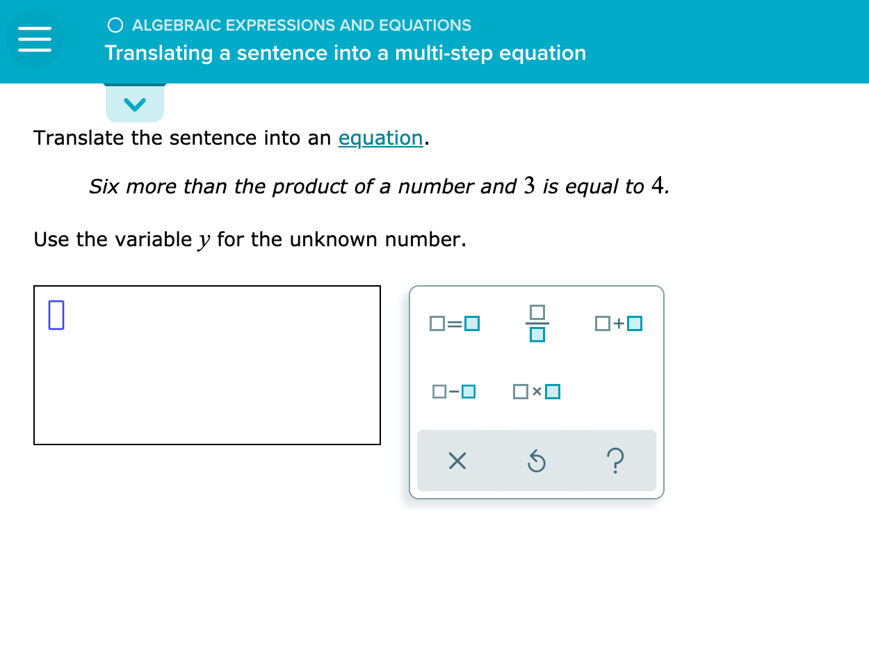 Solved = O ALGEBRAIC EXPRESSIONS AND EQUATIONS Translating a | Chegg.com