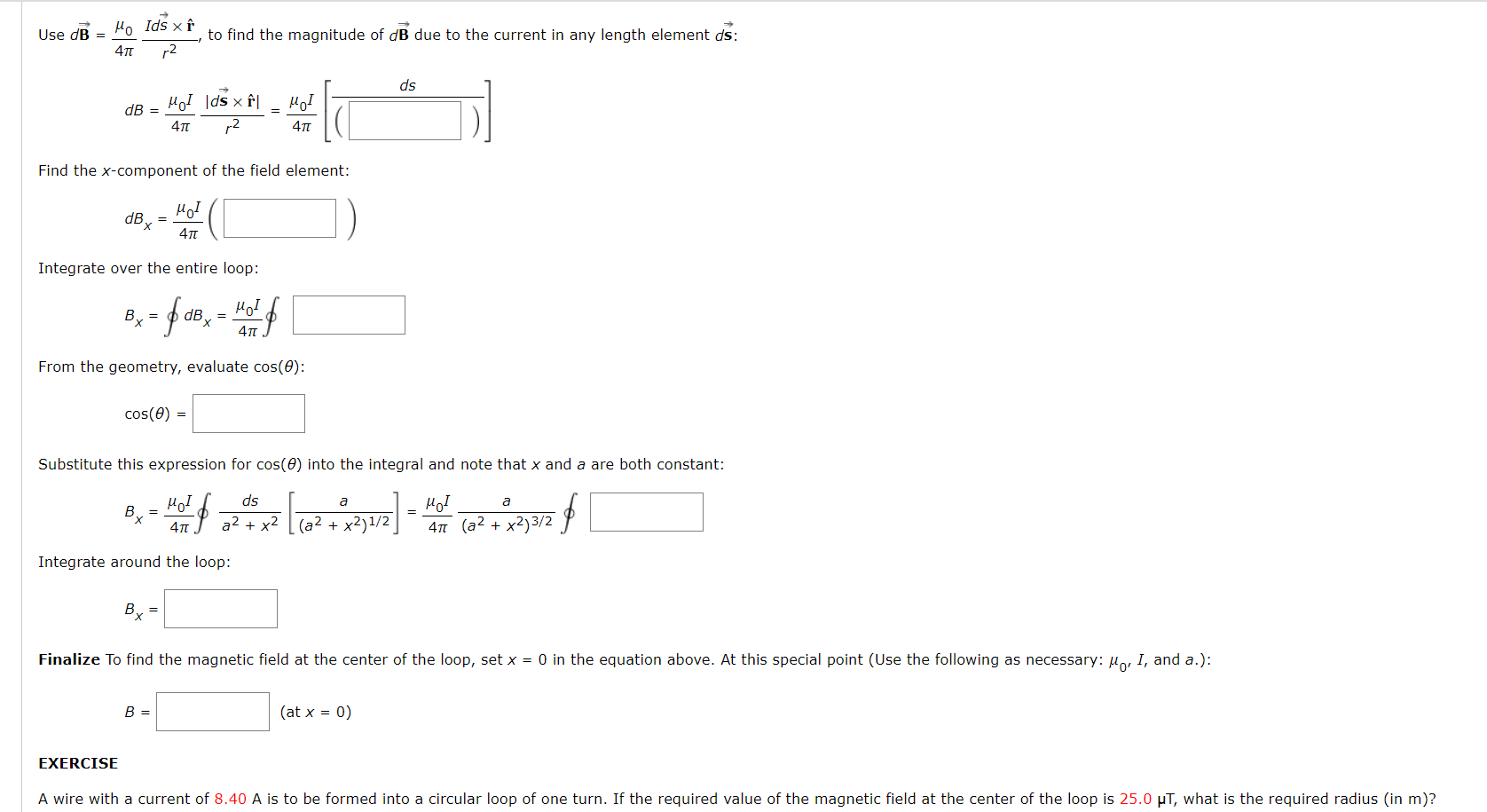 Solved Magnetic Field on the Axis of a Circular Current Loop | Chegg.com