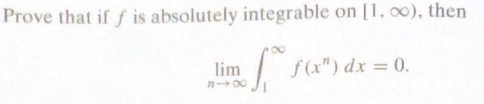 Solved Prove that if f is absolutely integrable on [1,∞), | Chegg.com