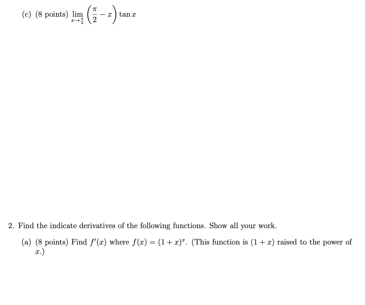 Solved Evaluate the following limits using limit calculation | Chegg.com