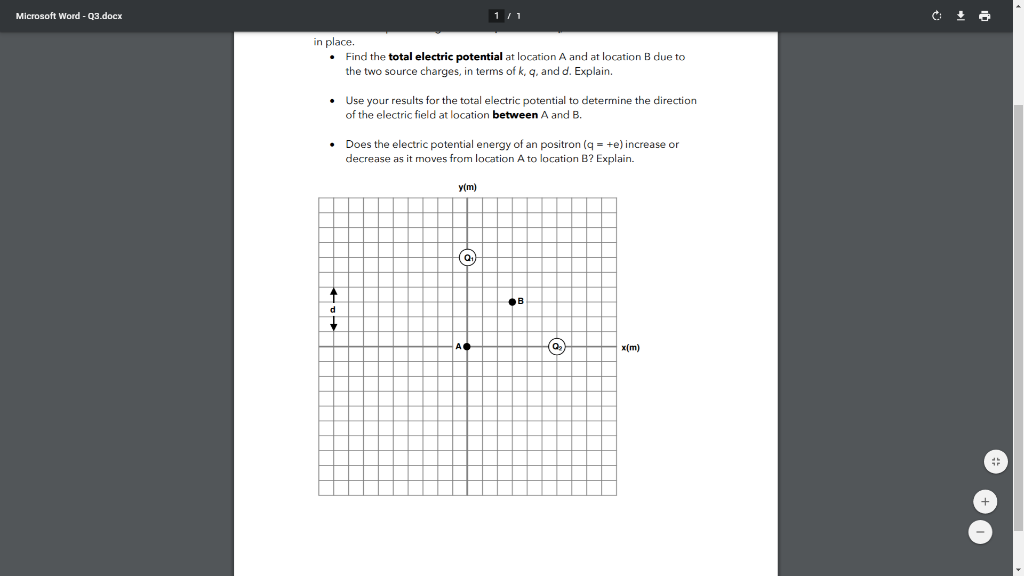 Solved LO4: Below are two point charges Q1 = +4q and Q2 = | Chegg.com