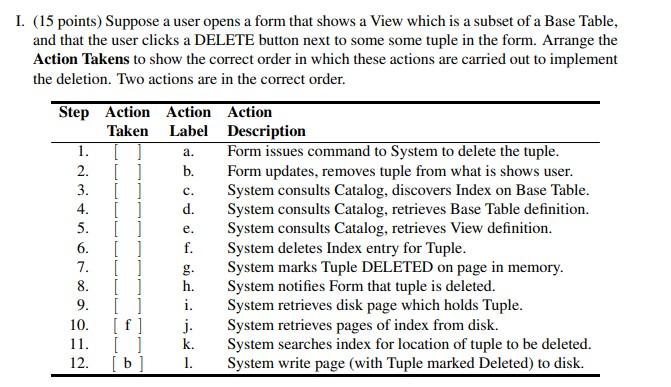 Solved a. I. (15 points) Suppose a user opens a form that | Chegg.com