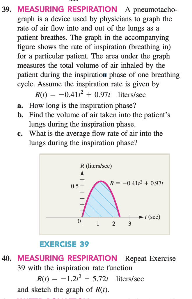 Solved 40. ﻿MEASURING RESPIRATION Repeat Exercise 39 ﻿with | Chegg.com