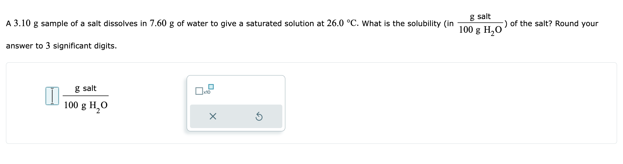 Solved A 3.10 g sample of a salt dissolves in 7.60 g of | Chegg.com