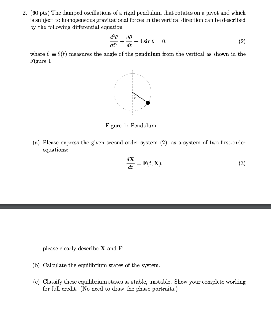Solved 2. (60 pts) The damped oscillations of a rigid | Chegg.com