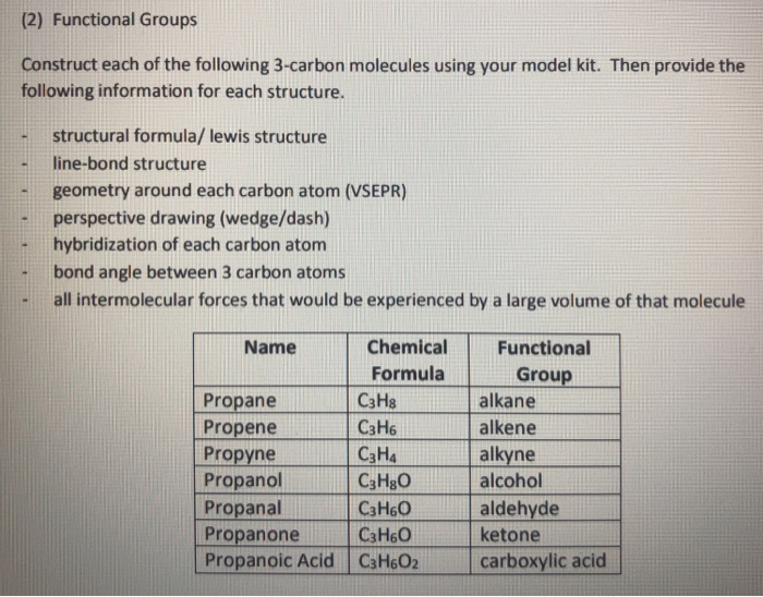 Solved (2) Functional Groups Construct each of the following | Chegg.com