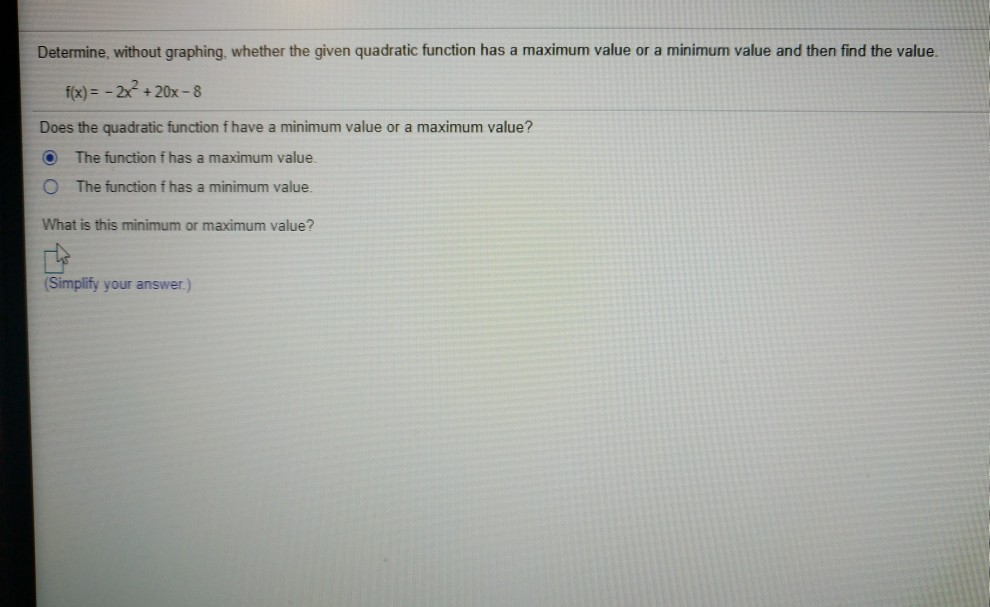 Solved Determine, without graphing, whether the given | Chegg.com