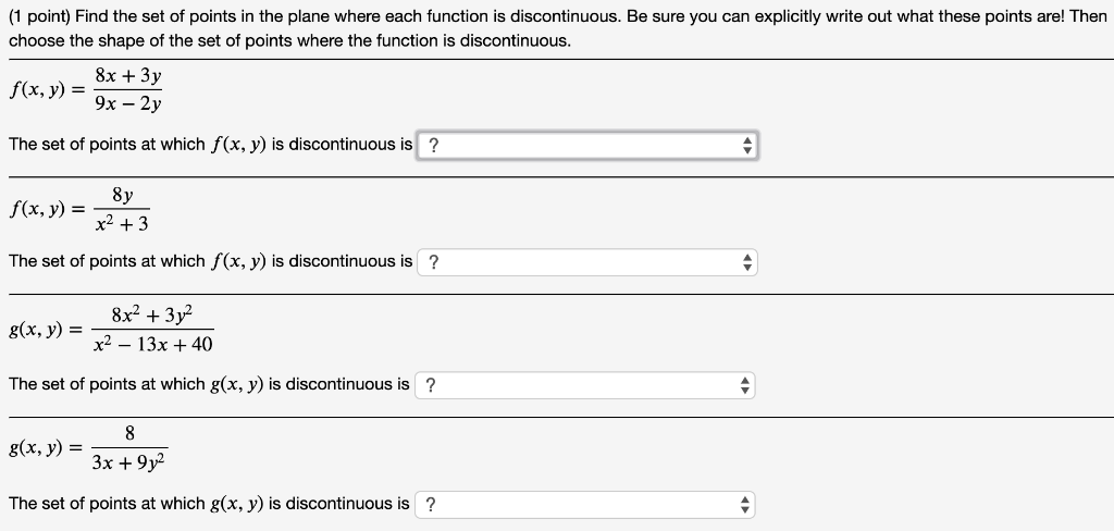 Solved 1 point) Find the set of points in the plane where | Chegg.com