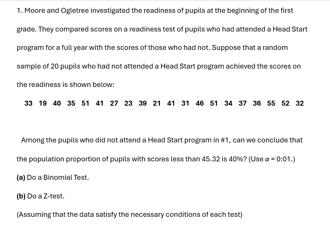 Solved Moore and Ogletree investigated the readiness of | Chegg.com