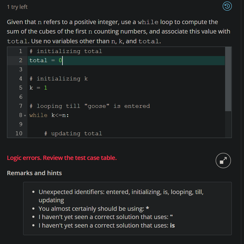 Solved 1 try left 9 Given that n refers to a positive | Chegg.com