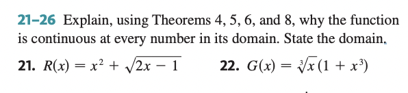 Solved 21-26 Explain, using Theorems 4, 5, 6, and 8, why the | Chegg.com