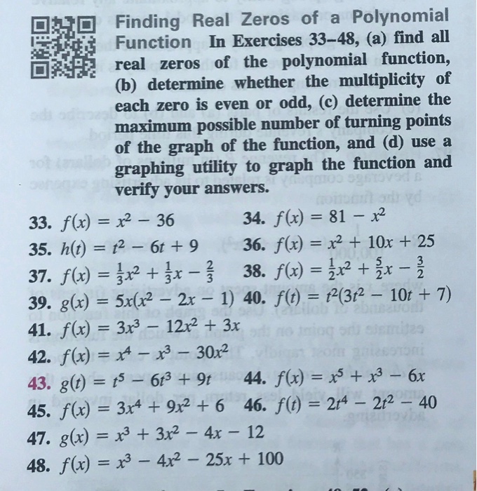 Solved 回冠回Finding Real Zeros of a Polynomial Function In | Chegg.com