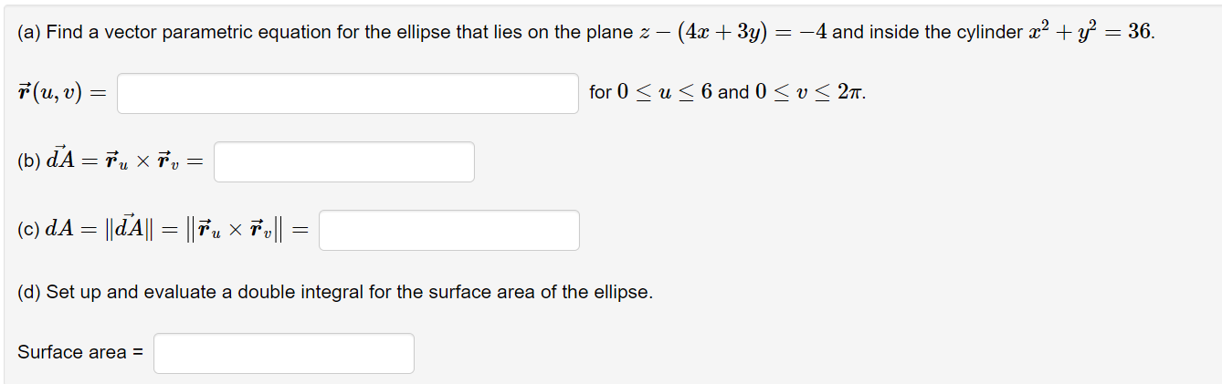Solved A Find A Vector Parametric Equation For The Ellipse