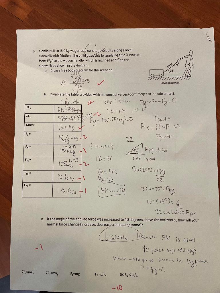 Solved 5. A child pulls a 15.0 kg wagon at a constant | Chegg.com