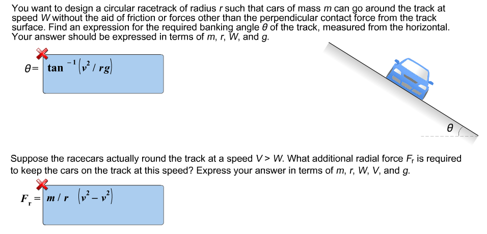 Solved You want to design a circular racetrack of radius r | Chegg.com