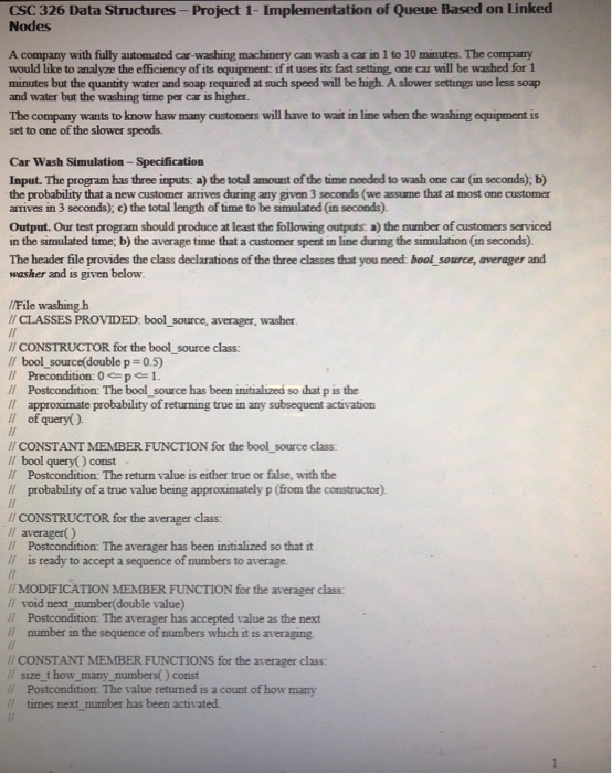 Solved CSC 326 Data Structures-Project 1- Implementation of | Chegg.com