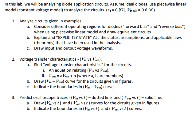 Solved In this lab, we will be analyzing diode application | Chegg.com
