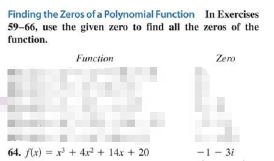 Solved Finding the Zeros of a Polynomial Function In | Chegg.com