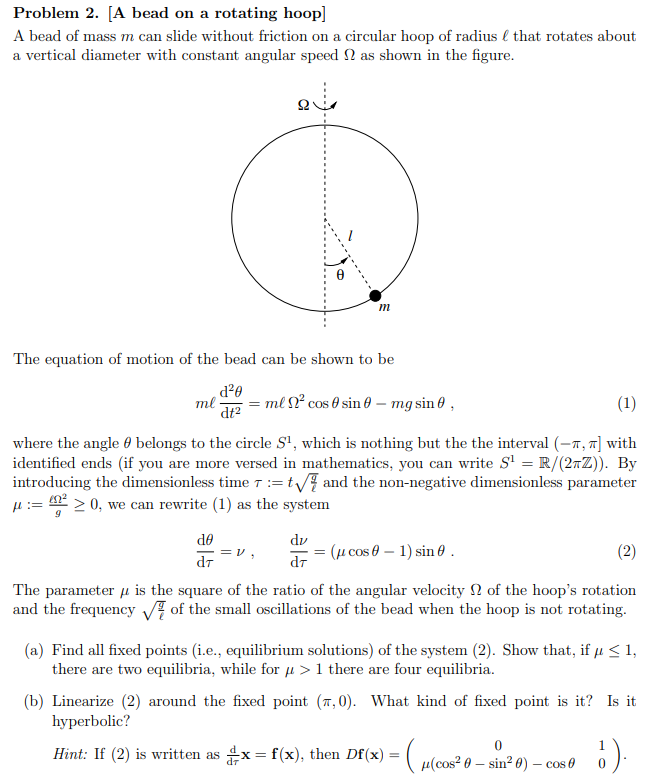 Solved Problem 2. (A bead on a rotating hoop] A bead of mass | Chegg.com