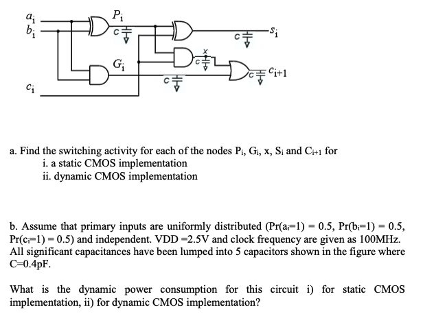 a. Find the switching activity for each of the nodes | Chegg.com