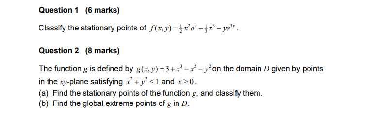 Solved Classify the stationary points of | Chegg.com