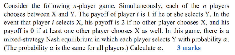 Solved Consider the following n-player game. Simultaneously, | Chegg.com