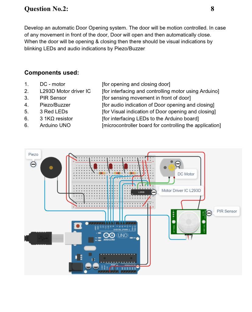 Solved Question No.2: 8 Develop an automatic Door Opening | Chegg.com