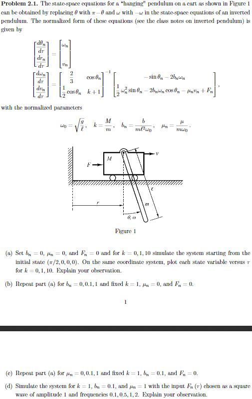 Problem 2 1 The State Space Equations For A