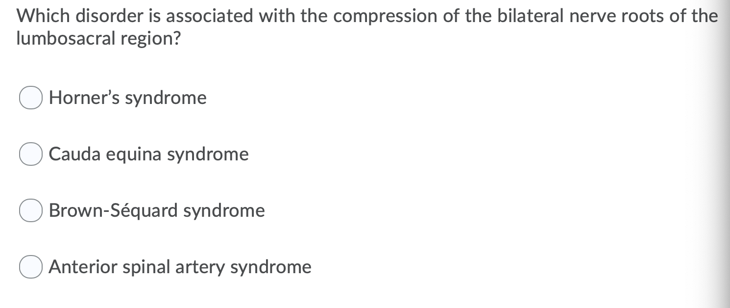 Solved Which disorder is associated with the compression of | Chegg.com