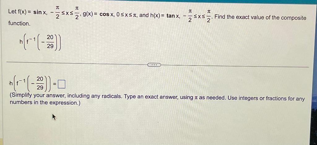 Solved Let f(x)=sinx,−2π≤x≤2π,g(x)=cosx,0≤x≤π, and | Chegg.com