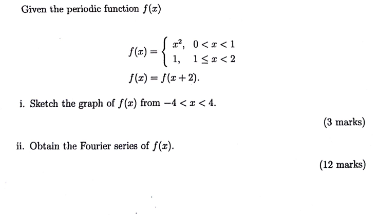 Solved Given the periodic function f(x) x", 0 | Chegg.com