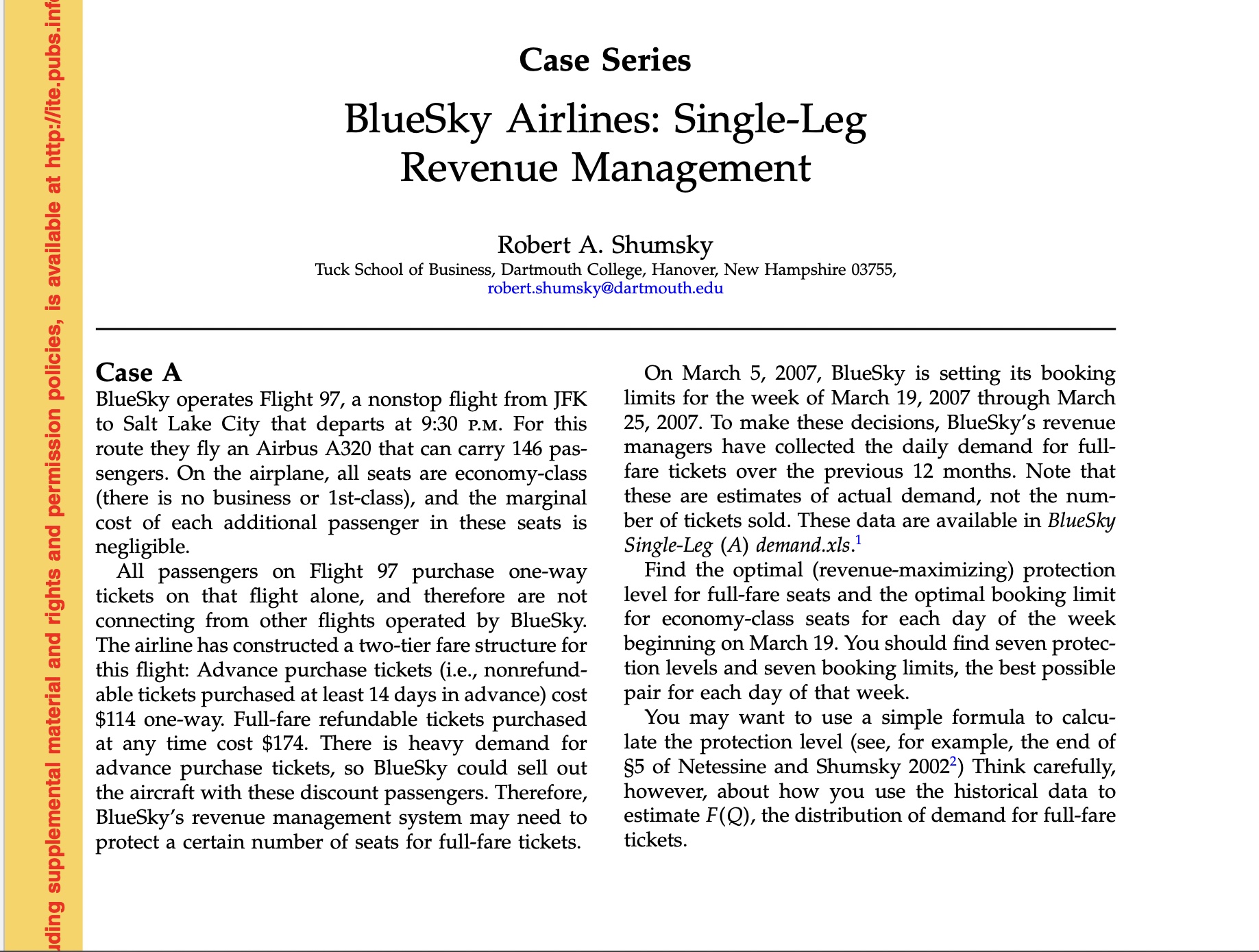 Case Series BlueSky Airlines: Single-Leg Revenue | Chegg.com