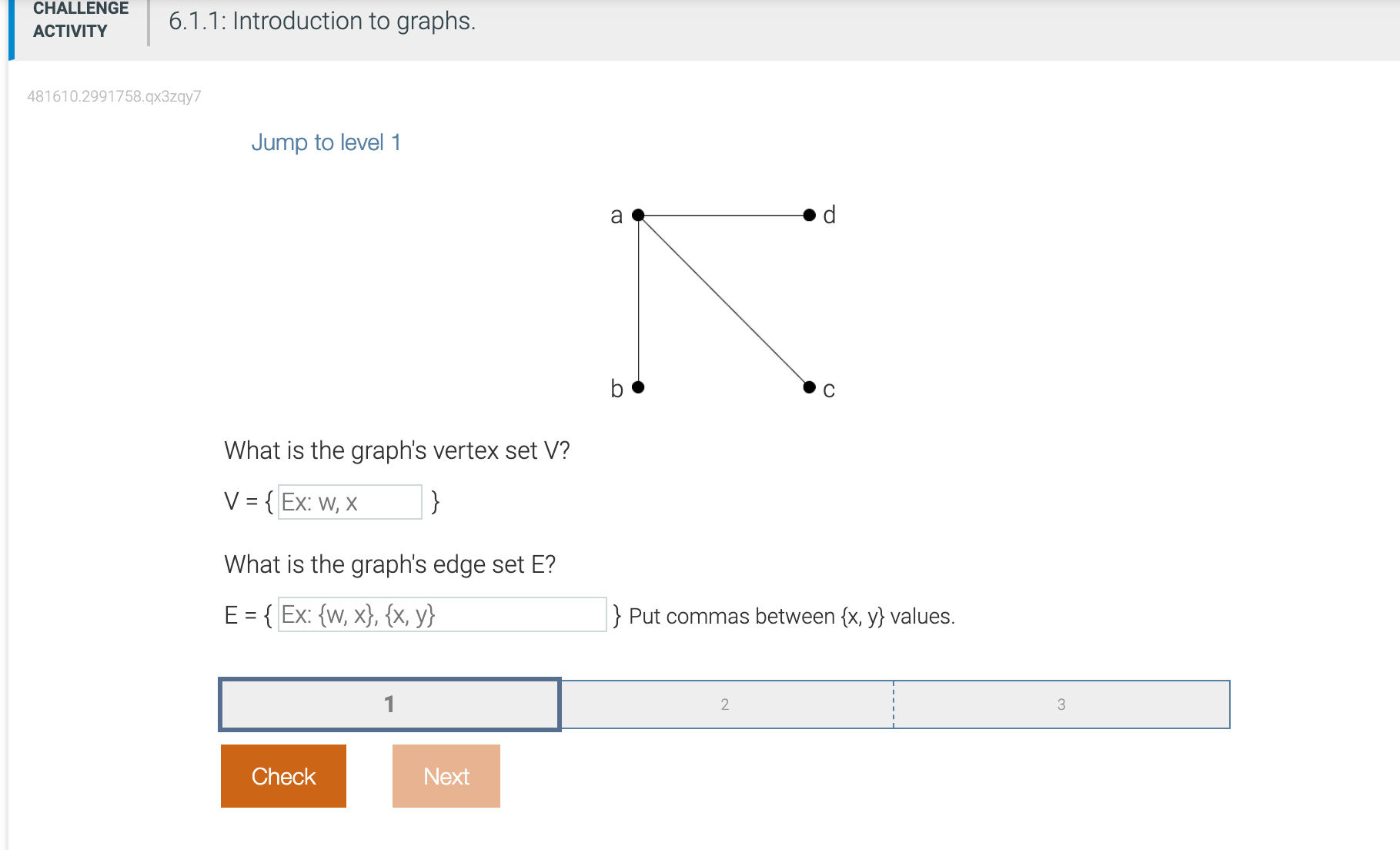Solved Jump to level 1 What is the graph's vertex set ⋁ ? | Chegg.com
