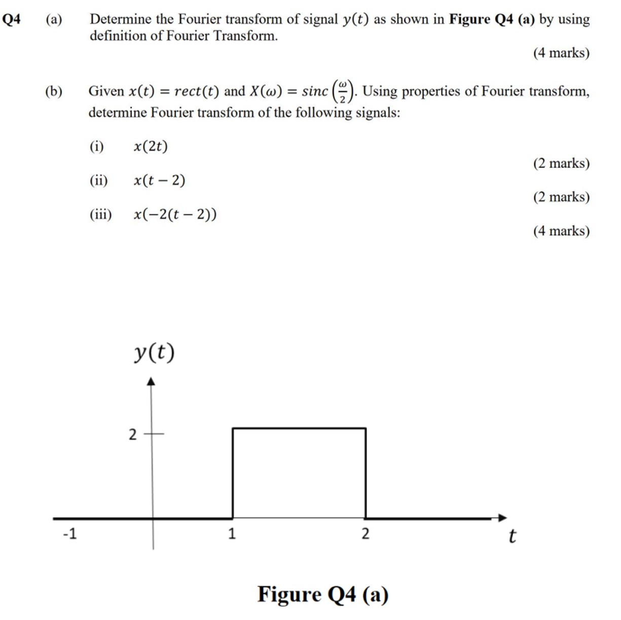 Solved Q4 (a) ﻿Determine the Fourier transform of signal | Chegg.com
